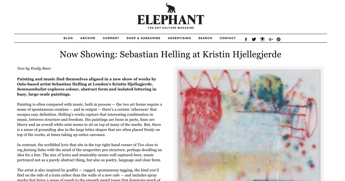 Sebastian Helling | 28 July - 27 August 2016 - Press | Kristin Hjellegjerde
